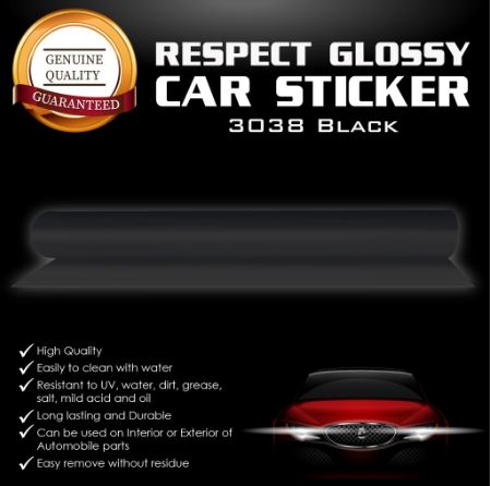 Respect Glossy Car Sticker 3038 Black - 3D Sublimation Machine Supplier ...